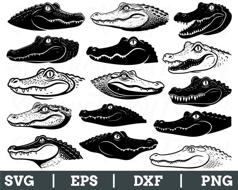 Alligator Head Svg, Alligator Head Silhouette, Alligator Head Vector ...