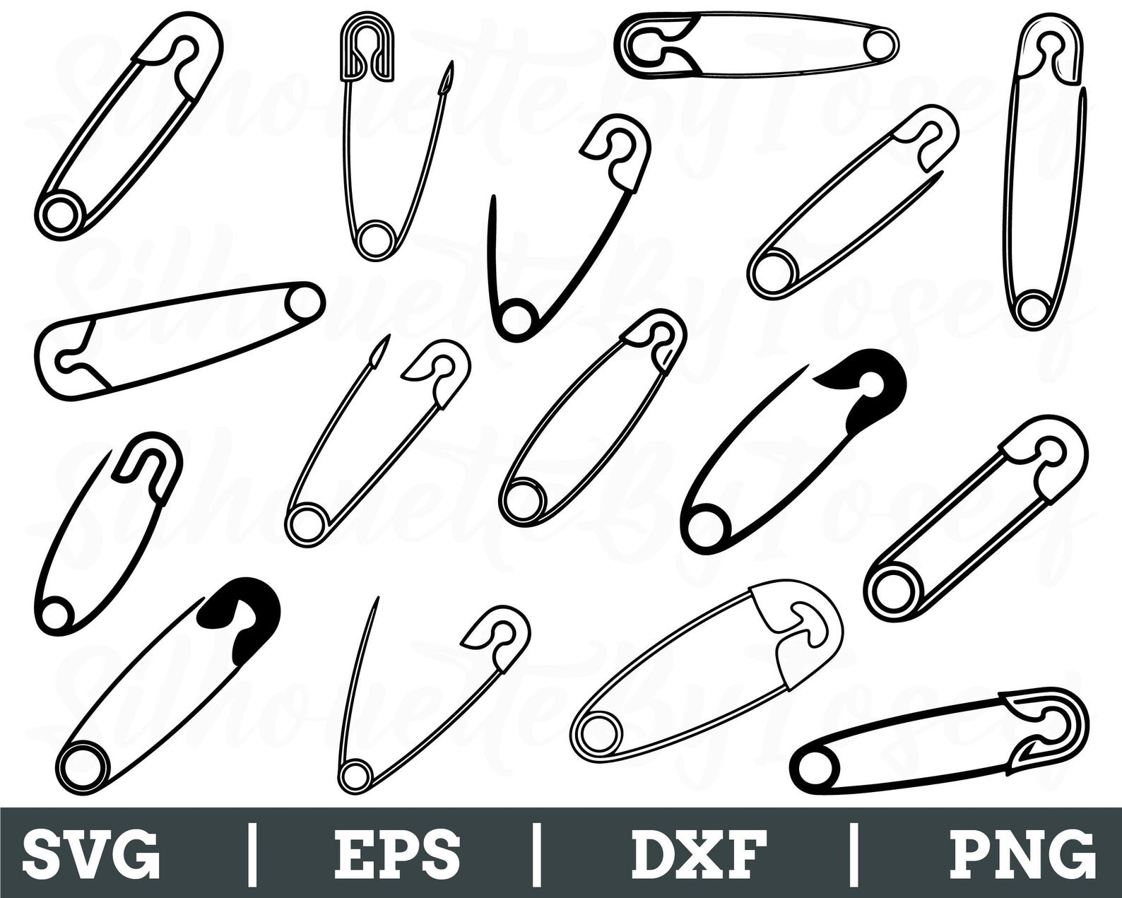 Safety Pins Svg, Safety Pins Silhouette, Safety Pins Vector, Safety ...