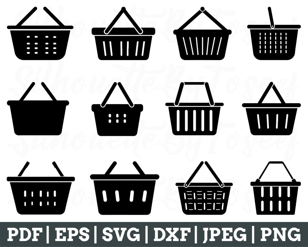 Basket Svg, Baskets Silhouette, Basket Vector, Basket Cut File, Basket ...