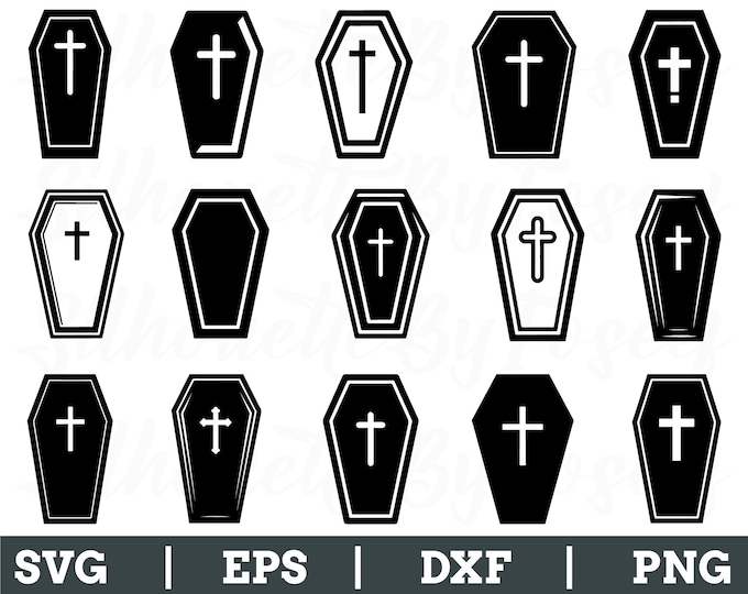 Halloween Scary Coffin Box SVG Cut File, Coffin Silhouette Svg ...