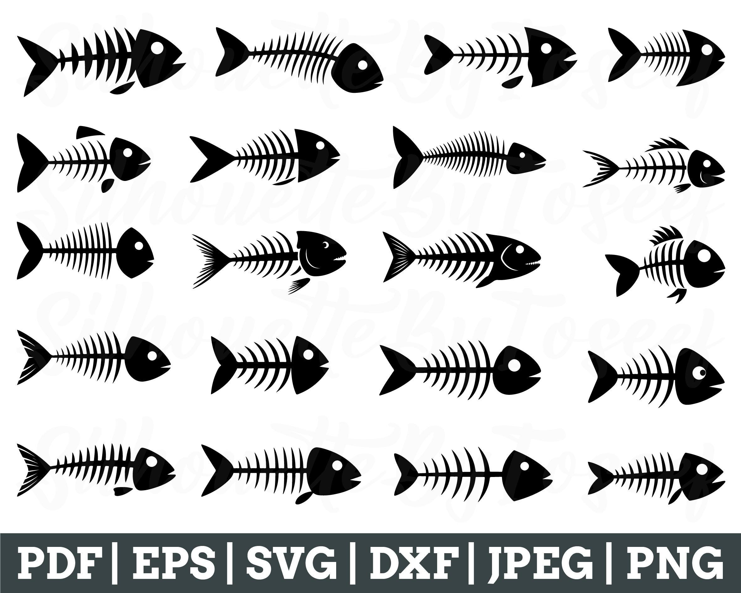 Fish Skeleton Svg, Fish Skeleton Cut File, Fish Skeleton Cricut, Fish ...