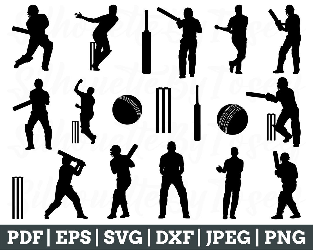 Cricket Svg, Cricket Silhouette, Cricket Player, Sports Vector, Cricket ...
