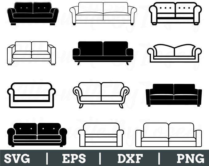 Couch Sofa SVG/ Clip Art Cut File Silhouette/ Furniture Svg/ Home ...
