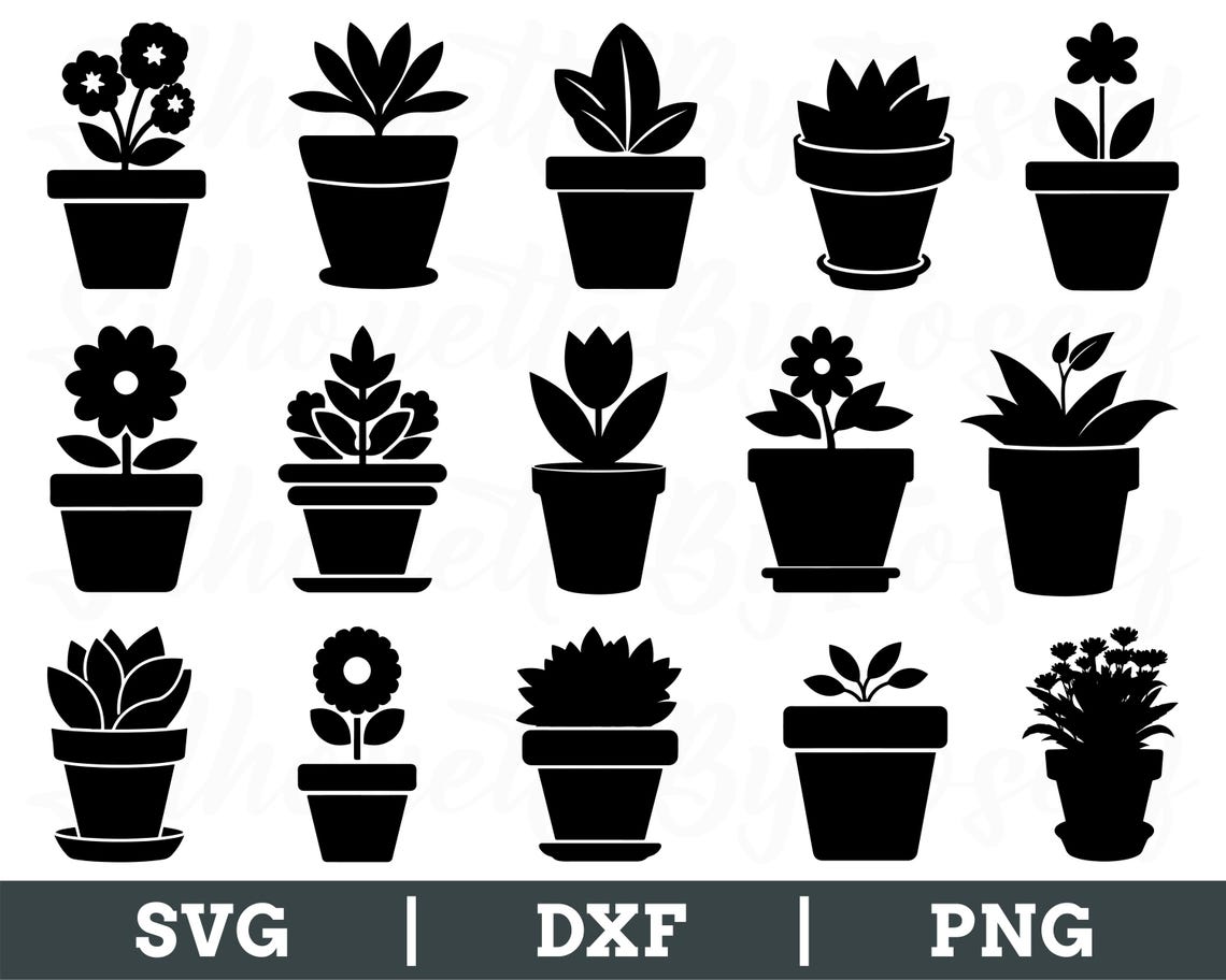 Flowers Pot Svg, Flower Pot Cut File, Flower Pot Vector, Flower Pot Dxf ...