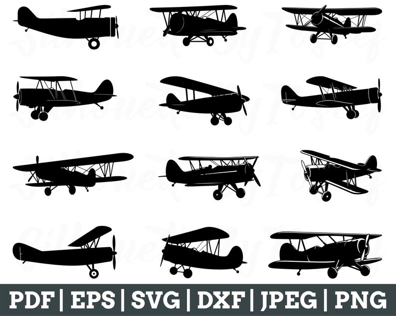 Biplane Svg, Biplane Silhouette, Biplane Vector, Biplane Cut File ...