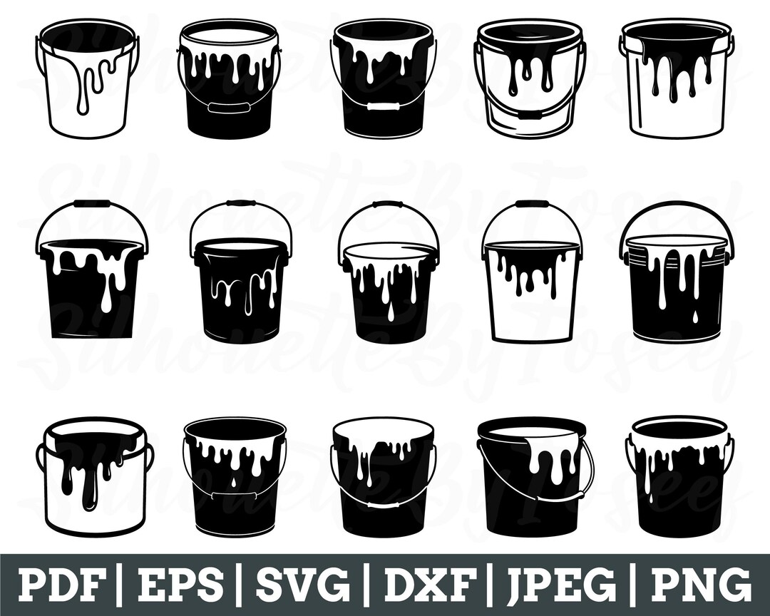 Paint Bucket Svg, Paint Bucket Cut File, Paint Buckets Vector, Paint ...
