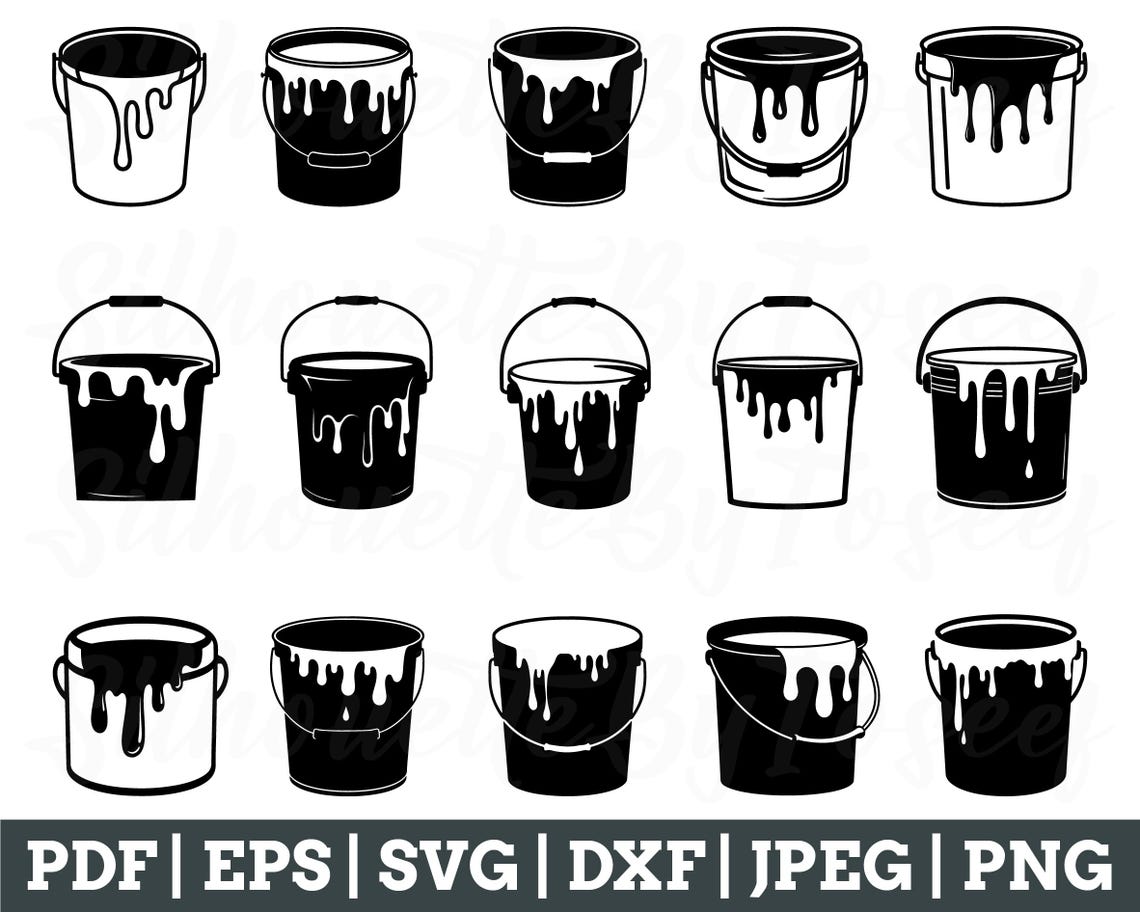 Paint Bucket Svg, Paint Bucket Cut File, Paint Buckets Vector, Paint ...