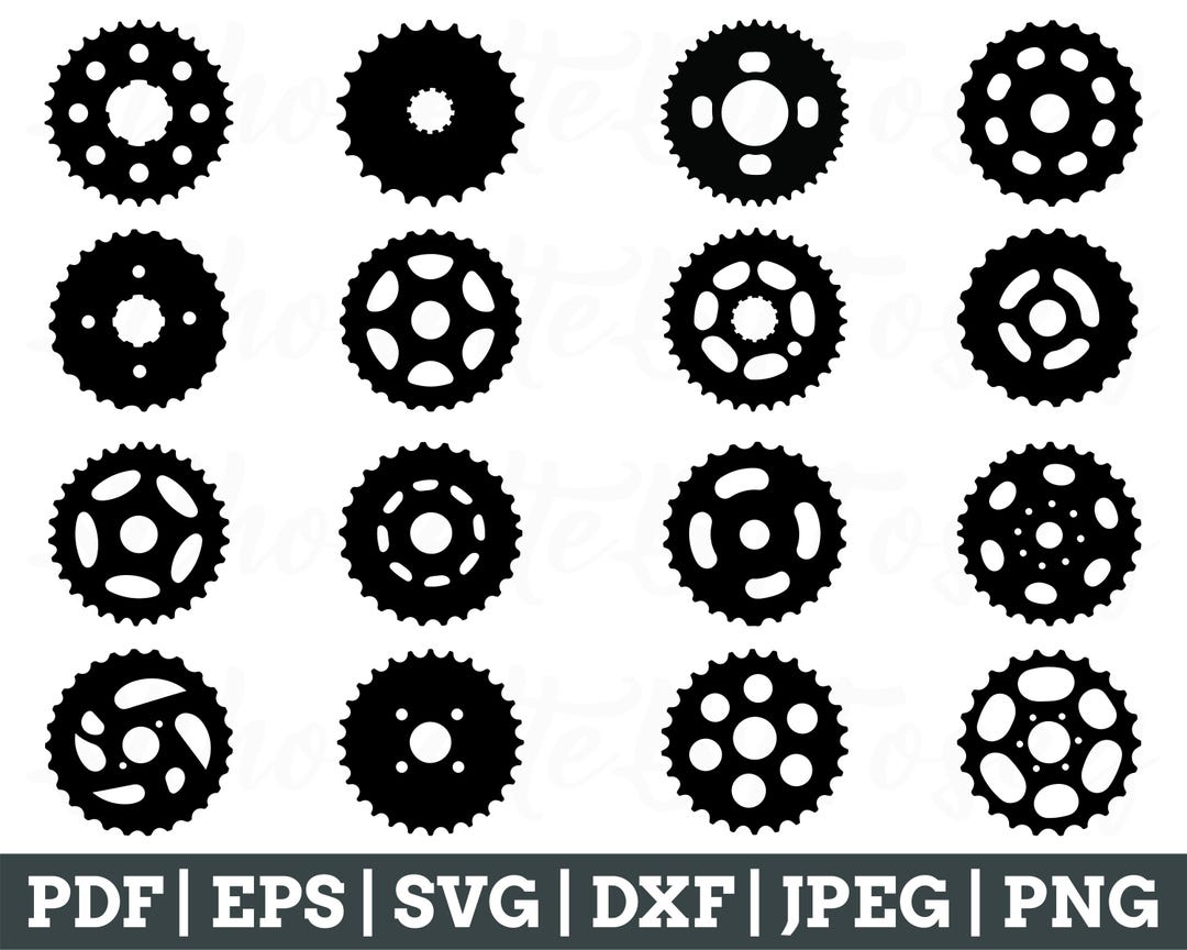 Sprocket Wheel Vector Cut Files, Mechanical Gear Clipart (digital ...