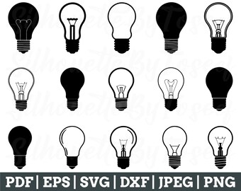 Bulb Svg, Bulb Cut File, Bulb Cricut, Bulb Silhouette, Bulb Dxf, Jpeg ...