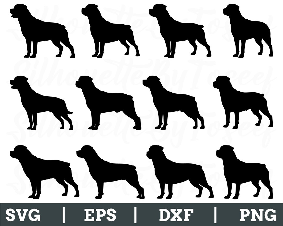 Rottweiler Svg, Rottweiler Cut File, Rottweiler Silhouette, Rottweiler ...