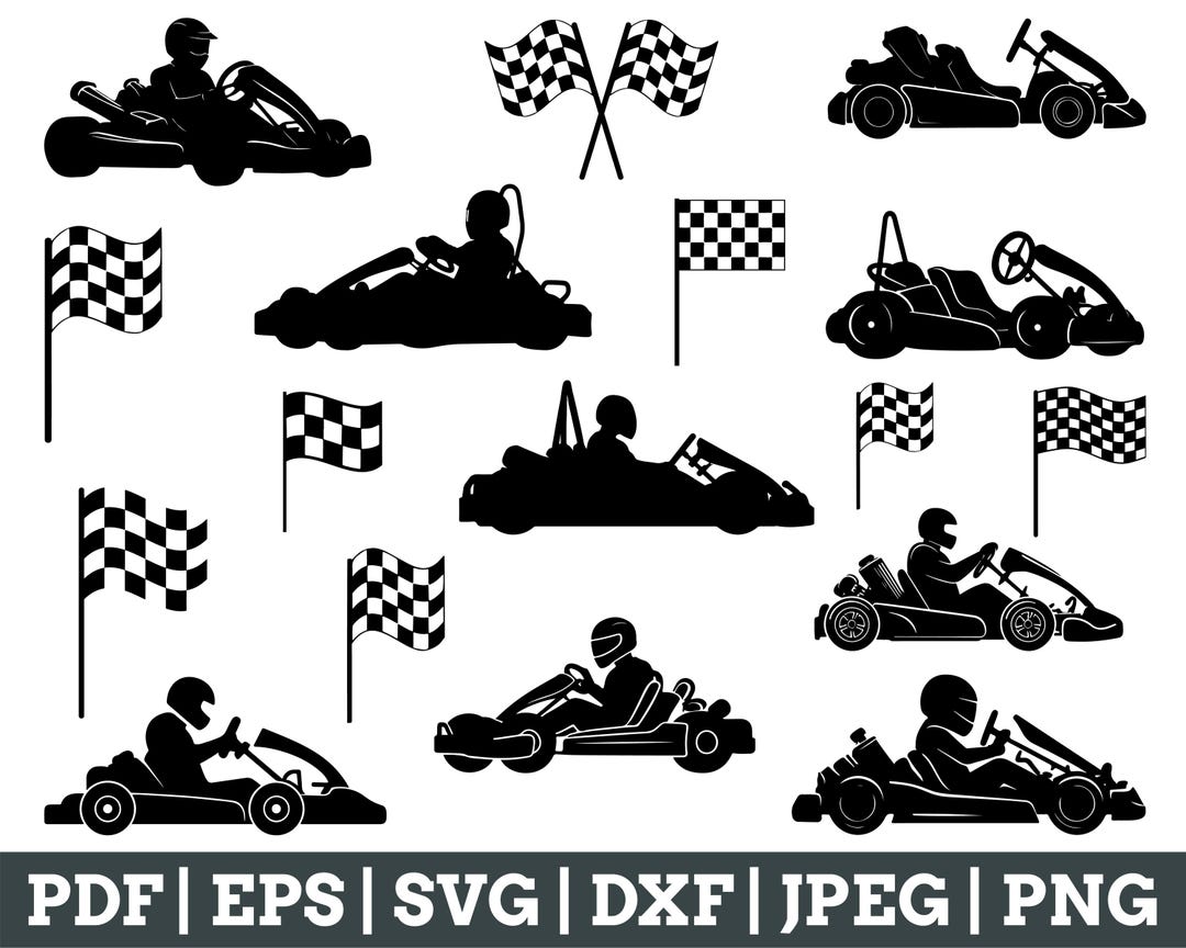 Go Kart Racing Svg, Go Kart Cut File, Go Kart Silhouette, Go Kart Cricut, Racing Vector ...