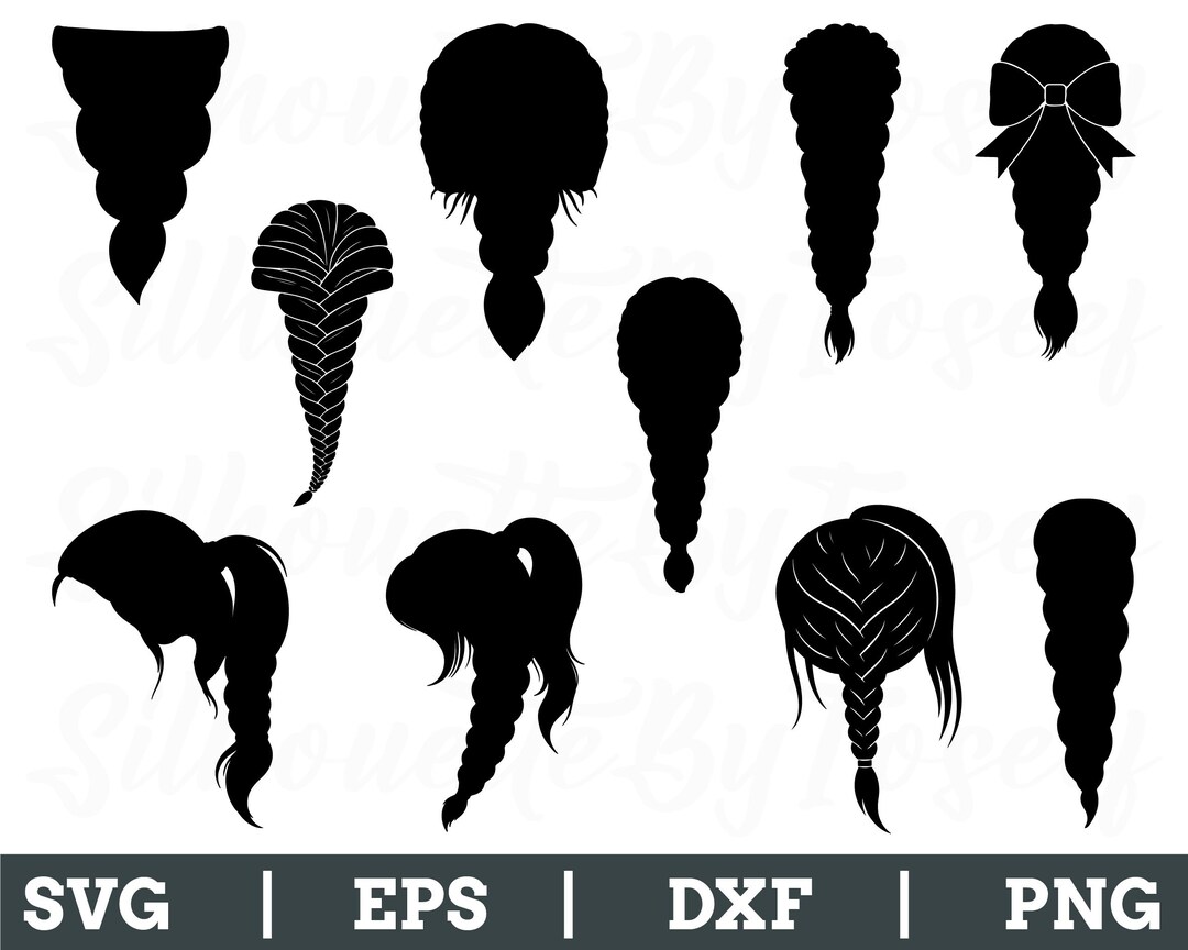 Hair Braided Svg, Hair Braided Silhouette, Female Hair Braided Cut File ...