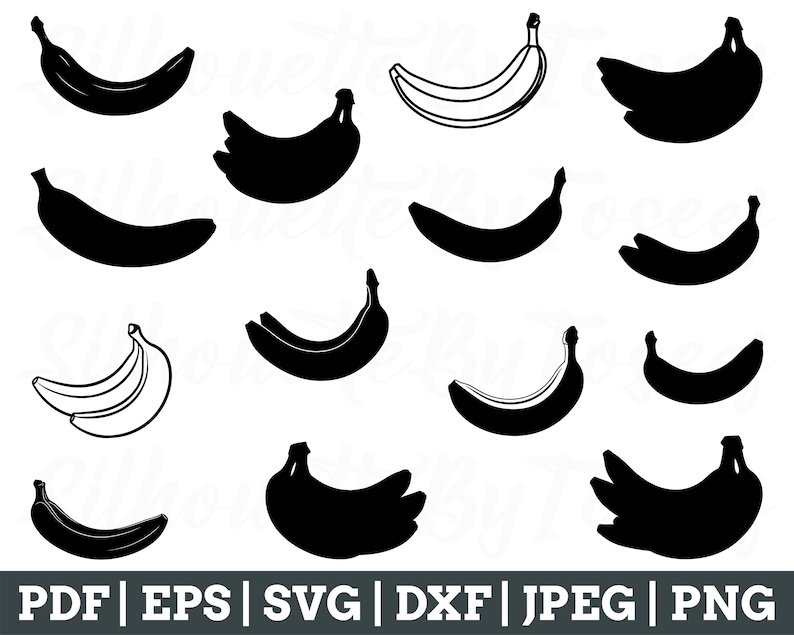 Banana Svg, Banana Silhouette, Banana Cut File, Banana Vector, Jpeg ...