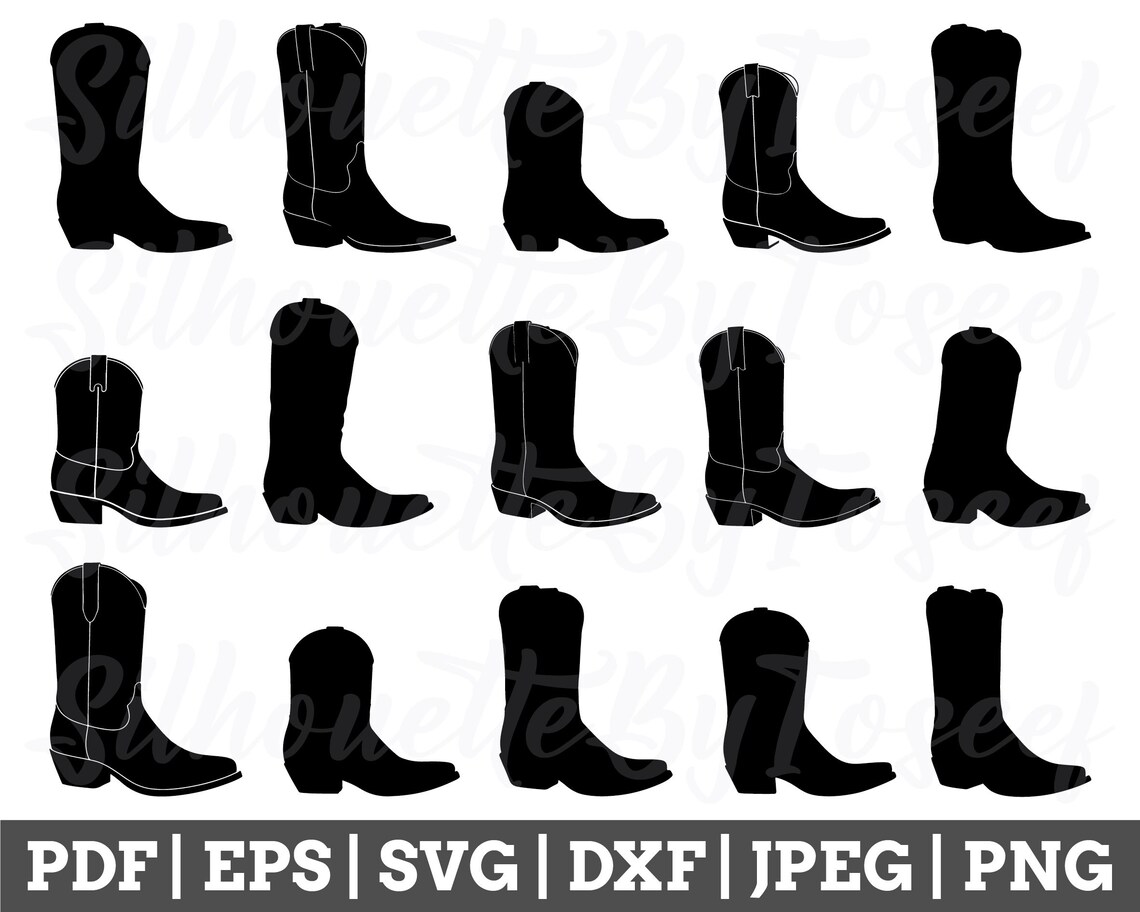 Cowboy Boot Svg, Cowboy Boot Cut File, Cowboy Boot Silhouette, Jpeg ...