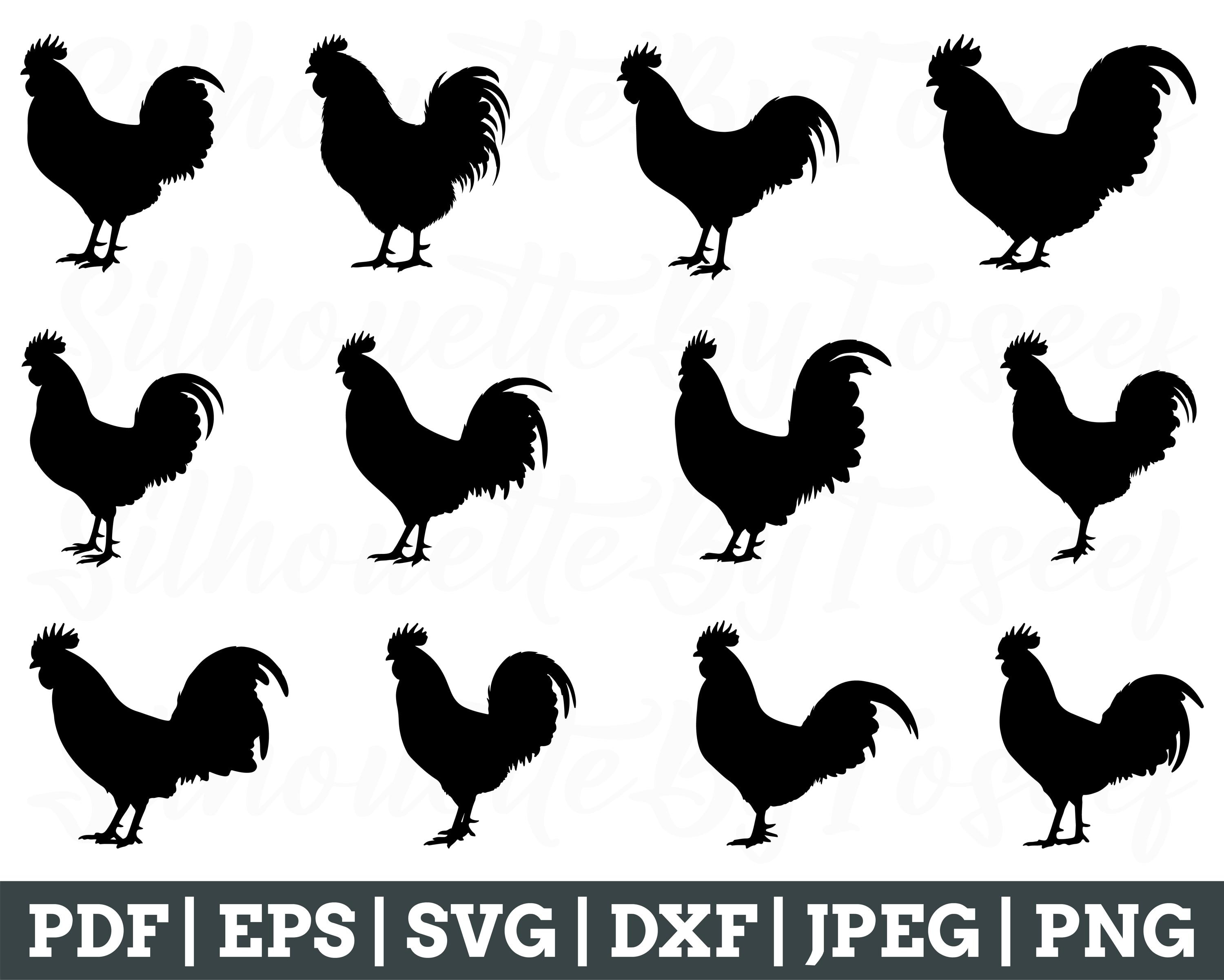 Rooster Svg, Rooster Cut File, Rooster Silhouette, Rooster Vector, Jpeg ...