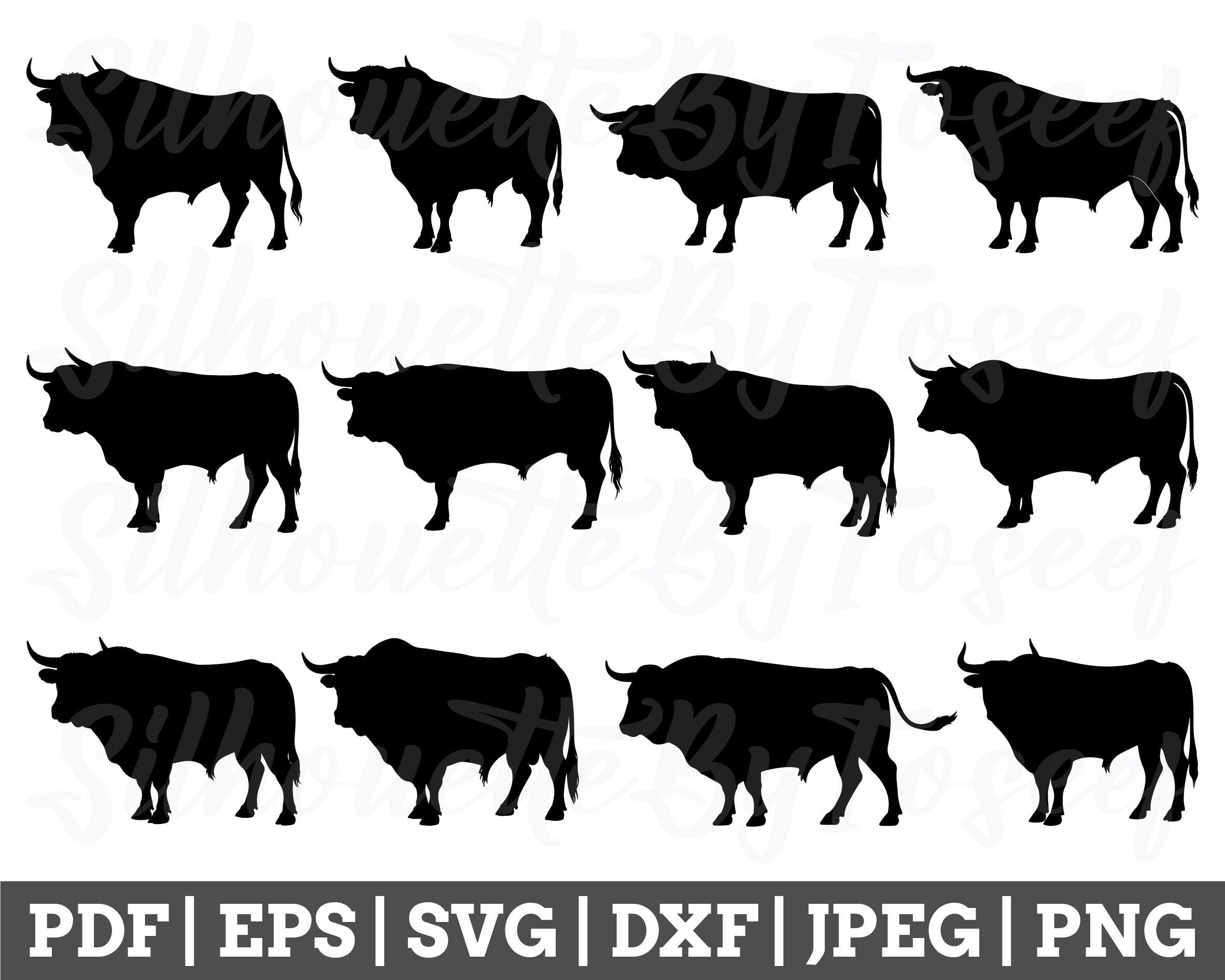 Bull Svg, Bull Silhouette, Bull Vector, Bull Cut File, Bull Vector ...