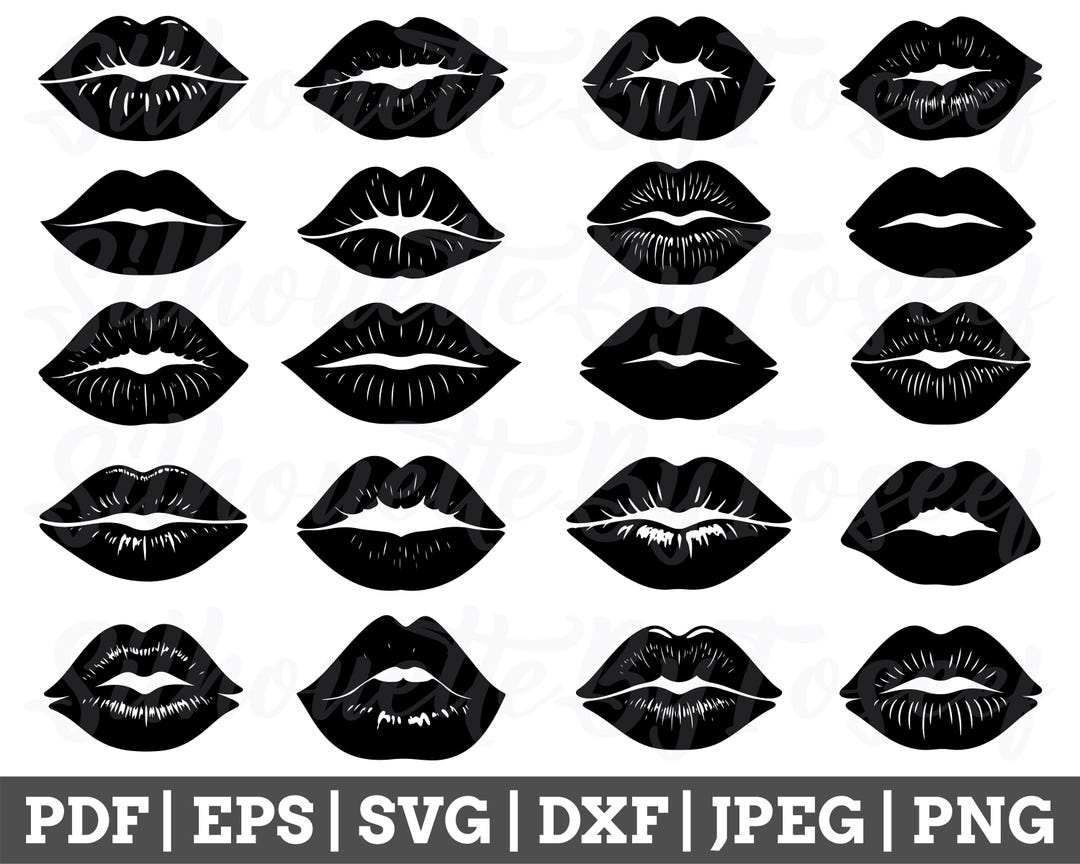 Lips Svg. Lips Cut File, Lips Silhouette, Kissing Lips Vector, Lips Dxf ...