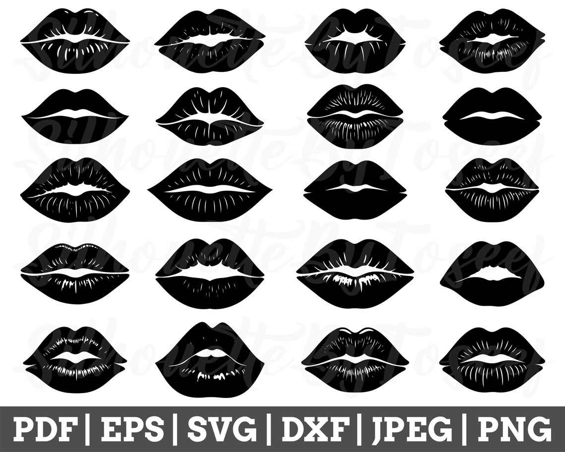 Lips Silhouette Vector, Kissing Lips Clipart (digital Download) - Etsy