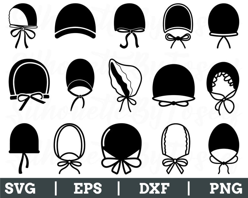 Baby Bonnet Svg, Baby Bonnet Silhouette, Baby Bonnet Vector, Dxf, Png ...