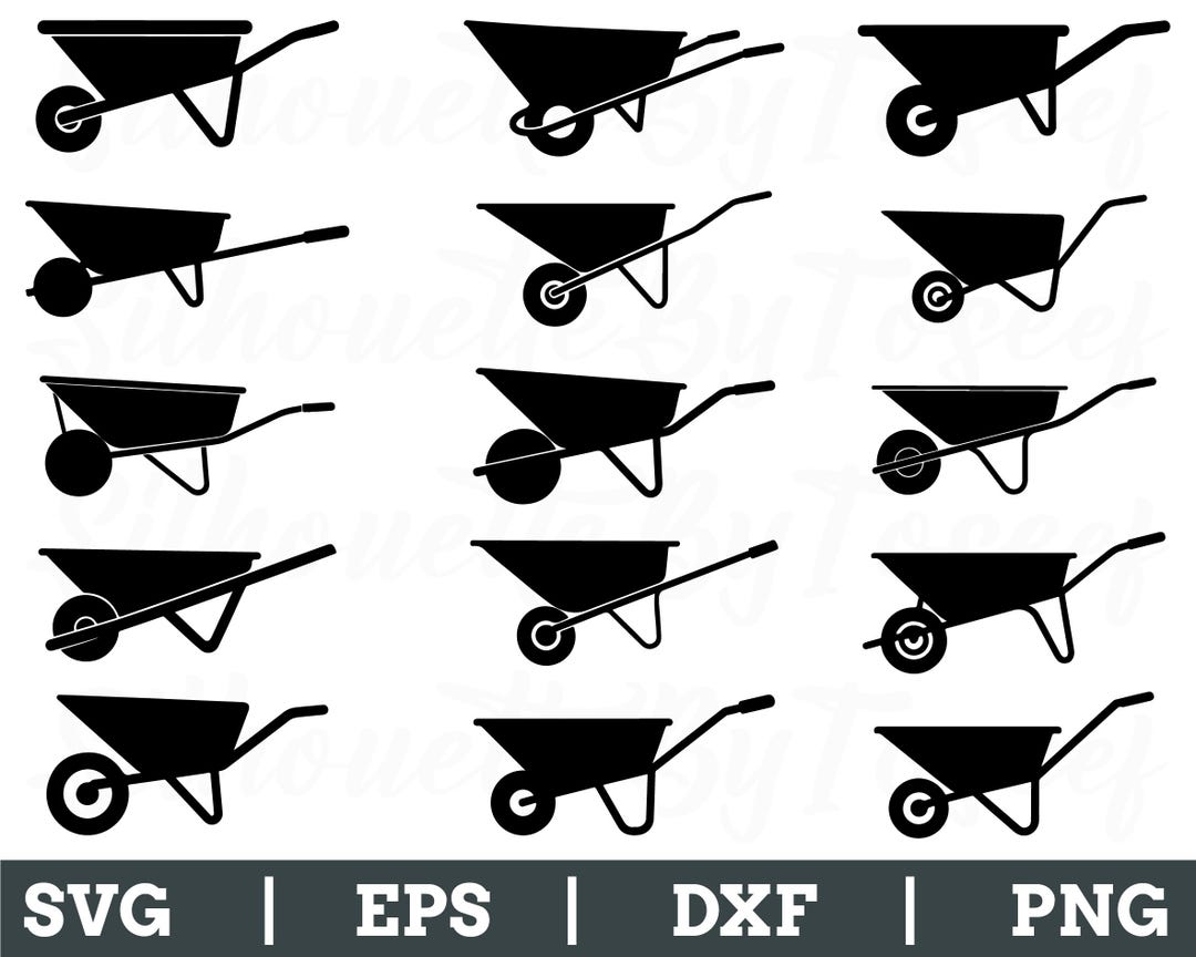 Wheelbarrow Svg, Wheelbarrow Silhouette, Wheelbarrow Vector, Dxf, Png ...