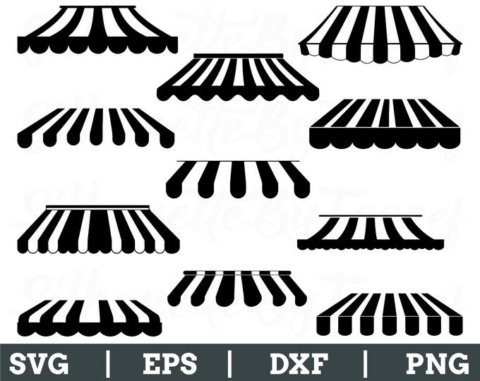 Awning or Canopy Overhand Vector Clipart Set / Outline, Silhouette ...