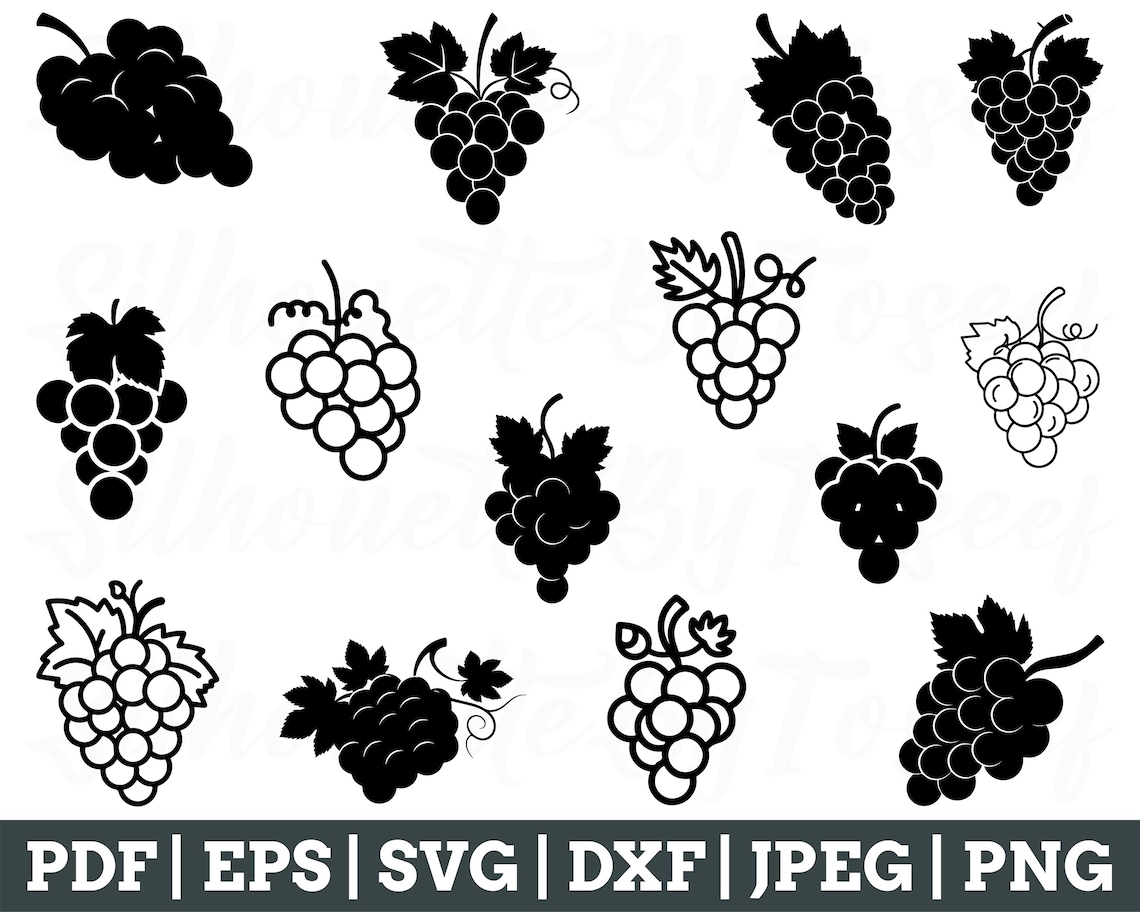 Grapes Svg, Grapes Cut File, Grapes Silhouette, Grapes Dxf, Jpeg, Png ...
