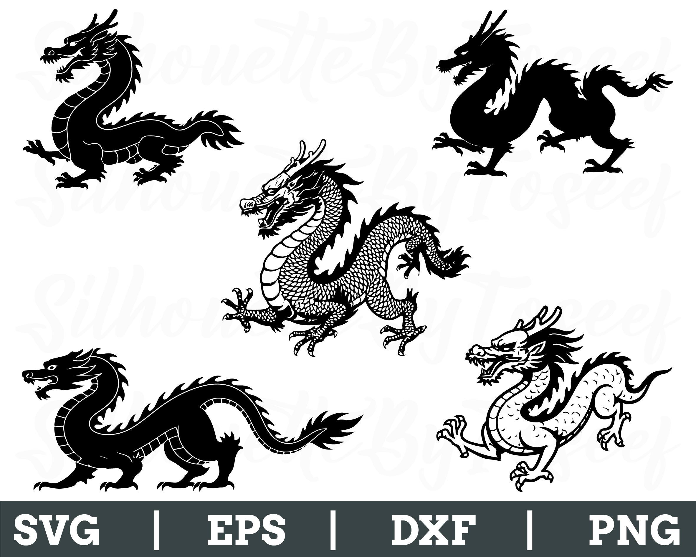 Chinese Dragon Svg, Chinese Dragon Silhouette, Dragon Vector, Dxf, Png ...