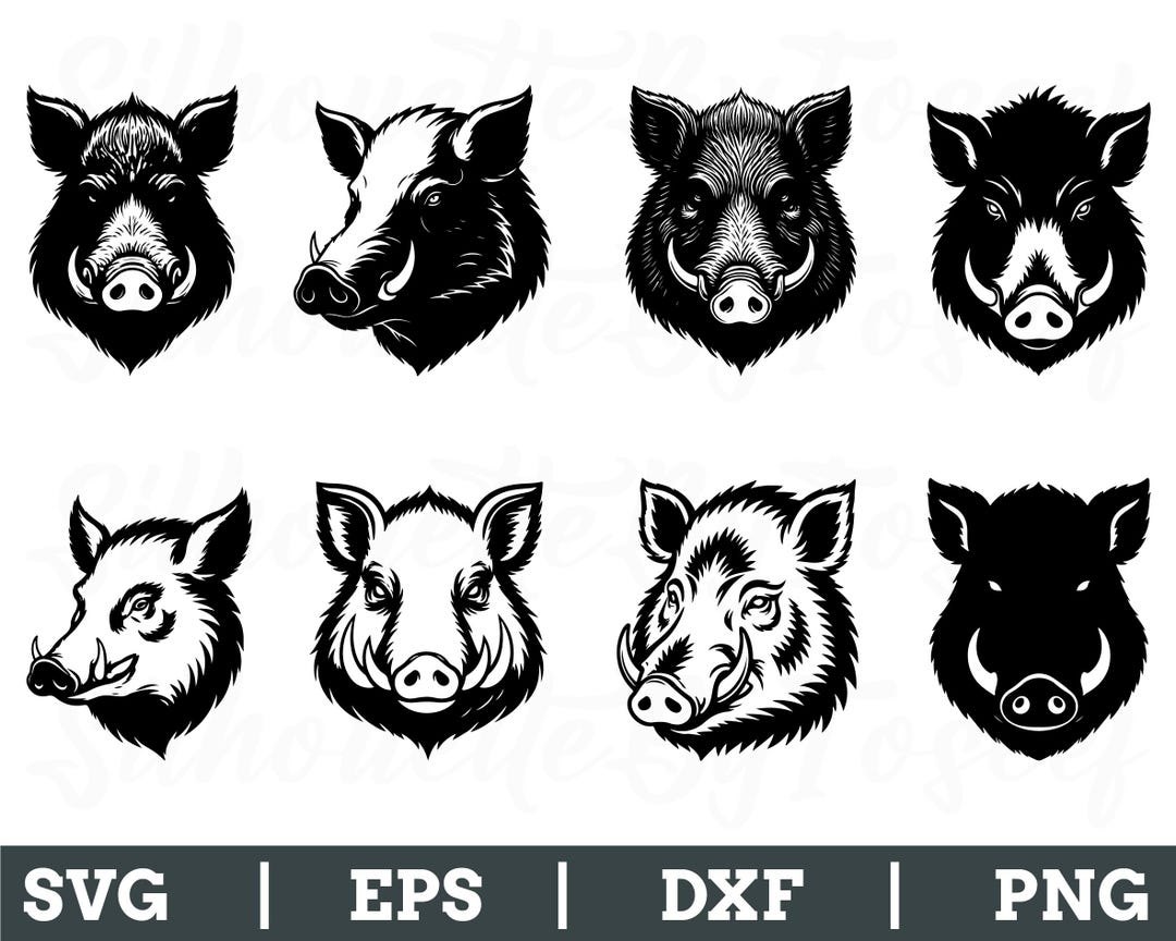 Wild Boar Head Svg, Wild Boar Silhouette, Wild Boar Head Vector, Dxf ...