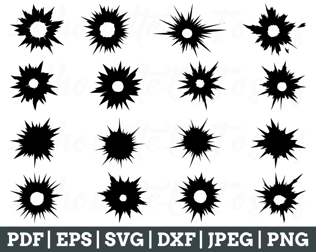 Bullet Holes Svg, Bullet Hole Silhouette, Bullet Hole Vector, Bullet ...