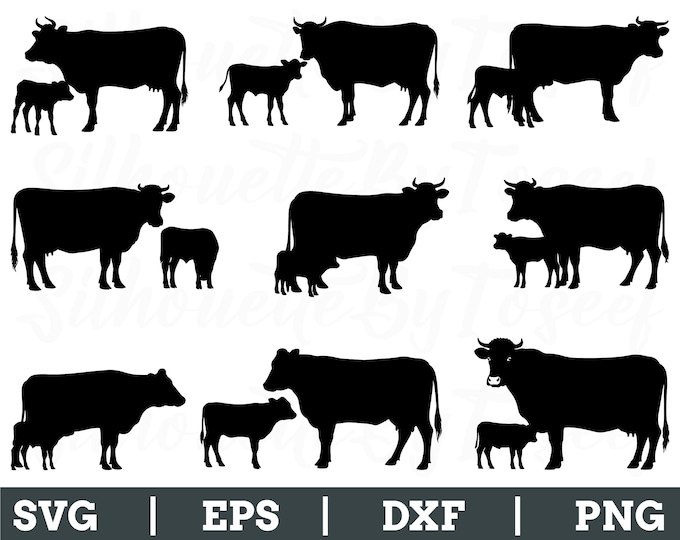 Cow and Calf SVG, Mama Cow SVG Cricut, Baby Cow SVG File, Calf Png ...
