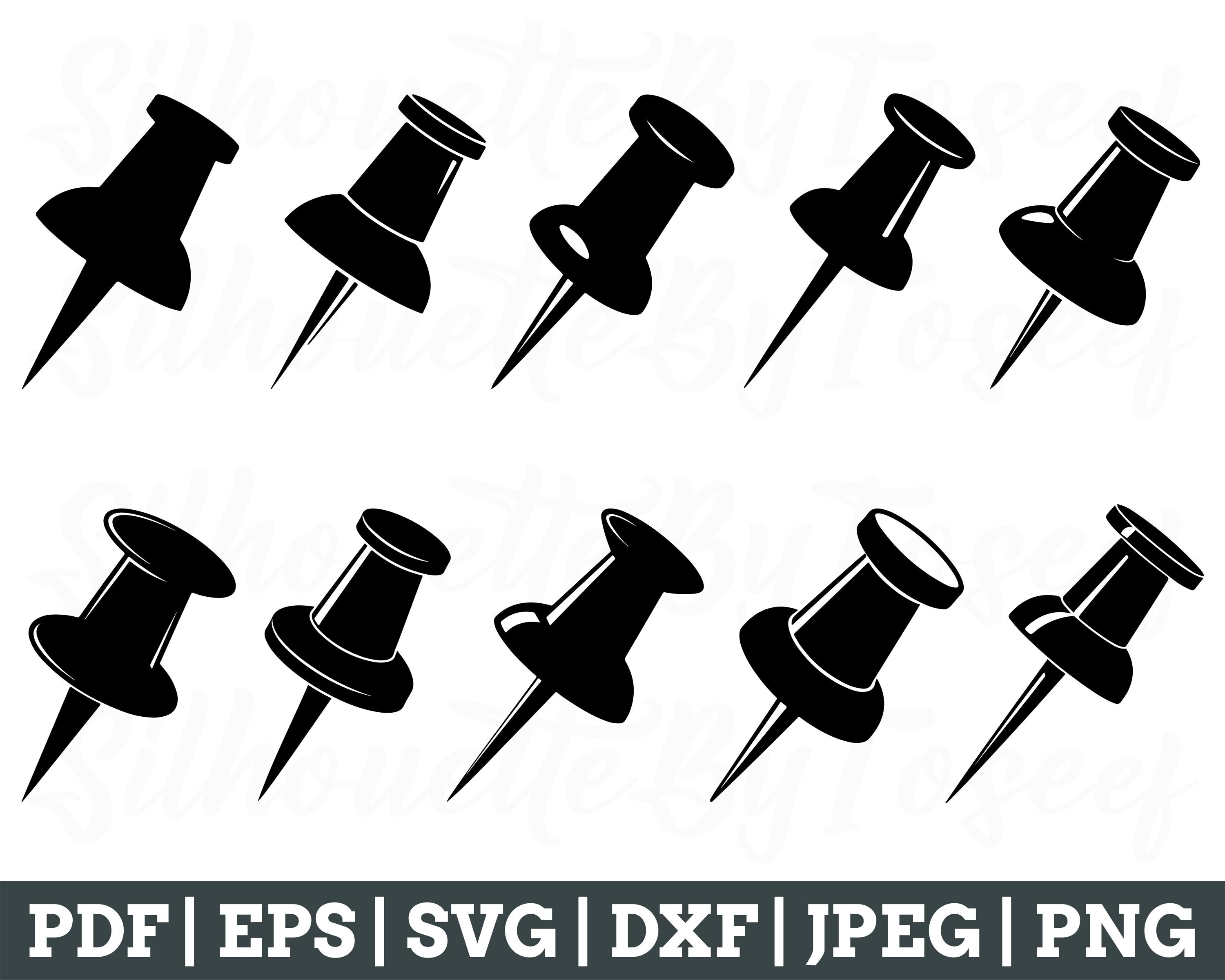 Push Pin Svg, Push Pin Silhouette, Push Pin Vector, Push Pin Dxf, Jpeg ...