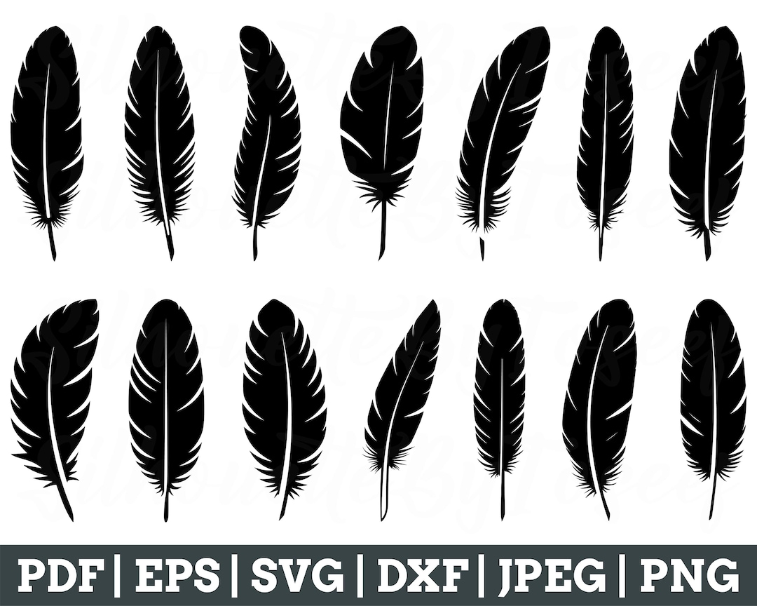 Feathers Svg, Feathers Cut File, Feathers Silhouette, Feathers Vector ...