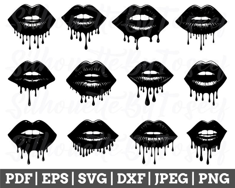 Dripping Lips Svg, Dripping Lips Vector, Lips Cut File, Lips Vector ...