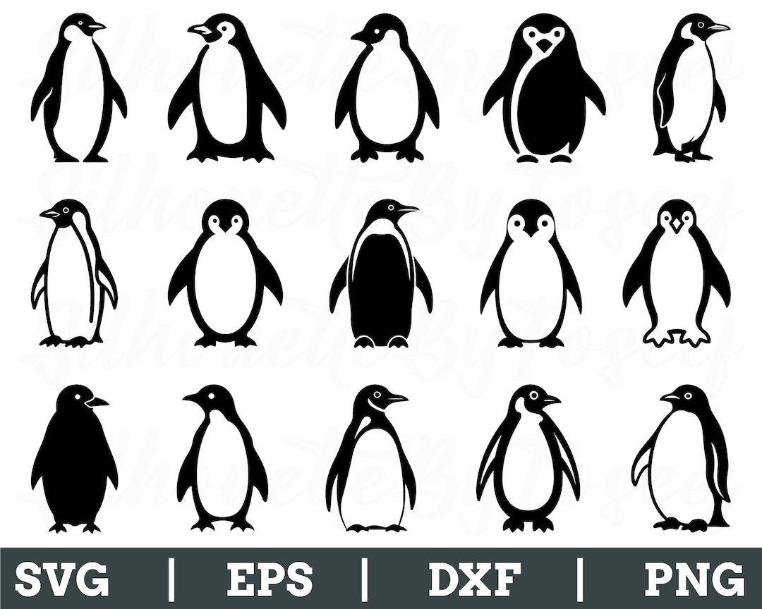 Penguin Svg, Penguin Vector, Penguin Cut File, Outlined Penguin Dxf ...
