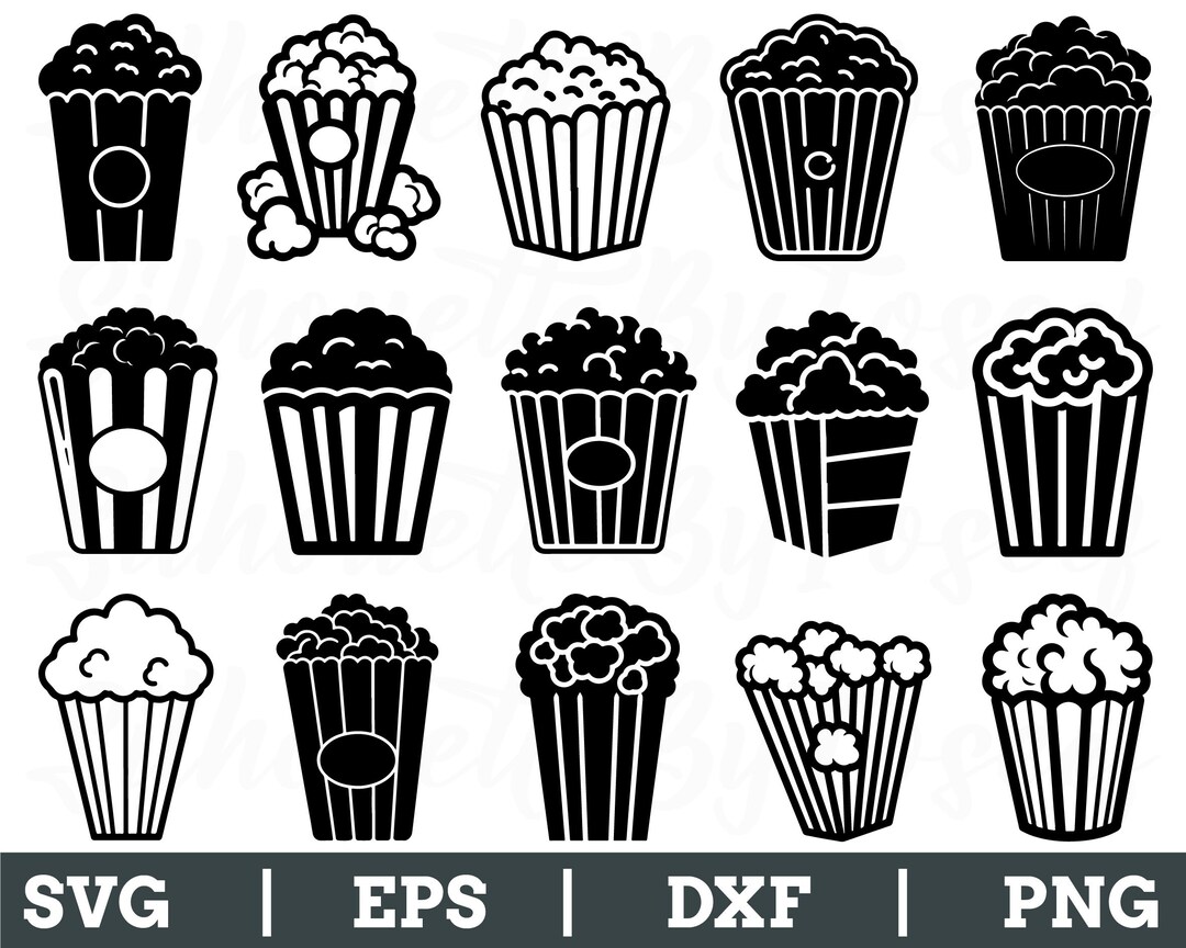 Popcorn Svg, Popcorn Silhouette, Popcorn Vector, Popcorn Dxf, Png - Etsy
