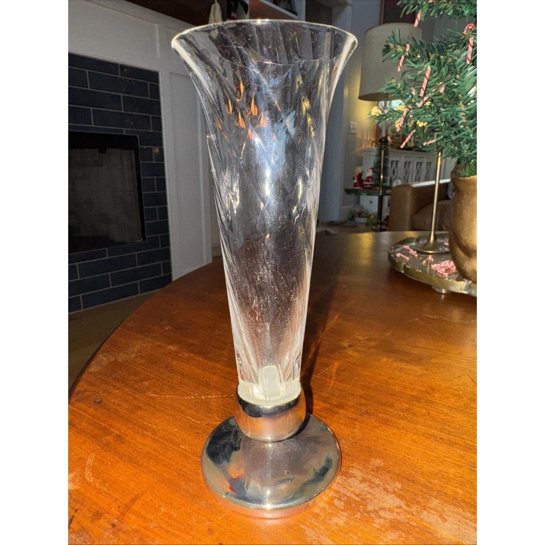 Vintage WM Rogers Silver and Crystal Vase OLA01 - Etsy