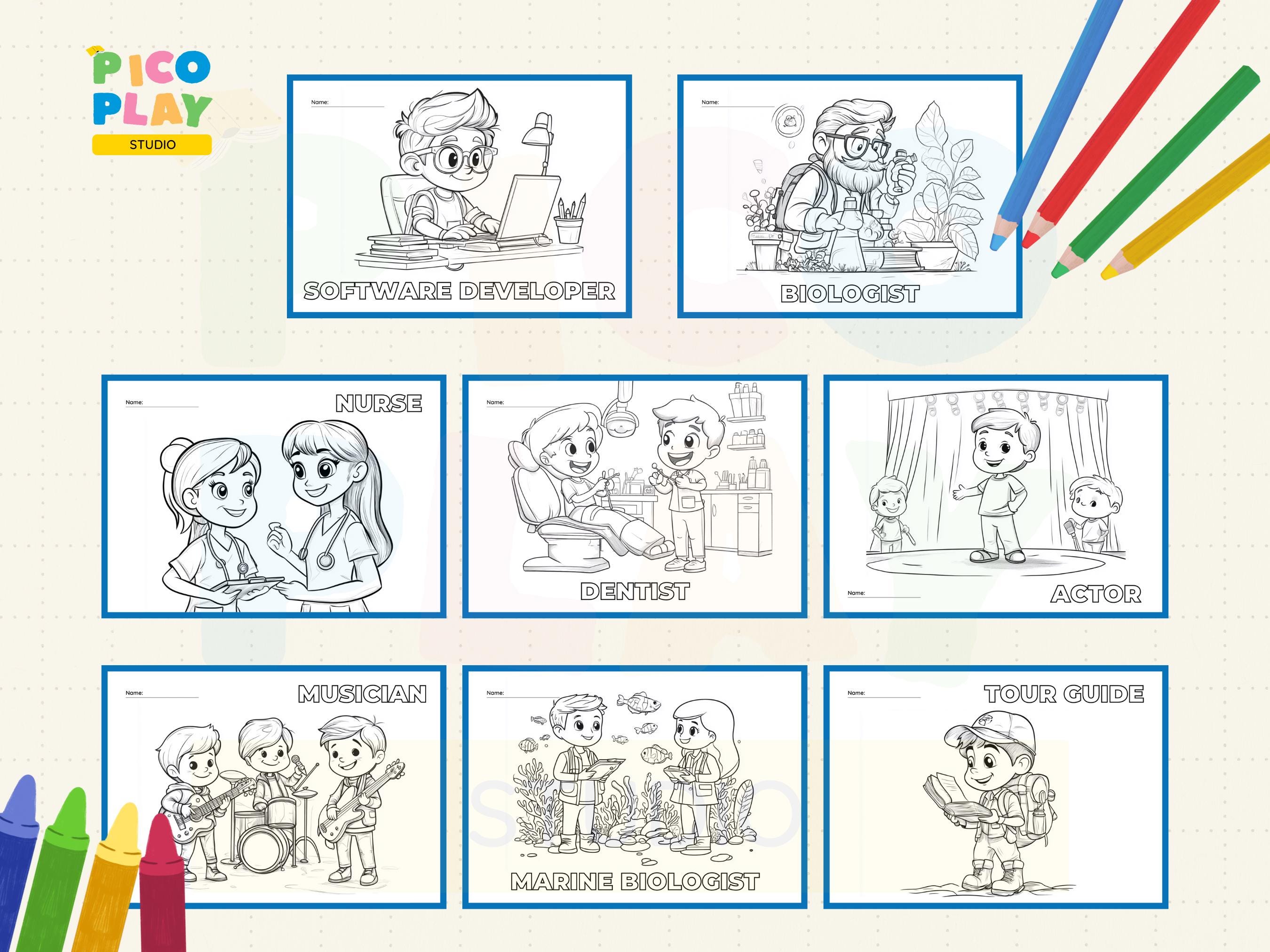 30 Job-themed Coloring Pages for Kids | Educational Career Printable ...