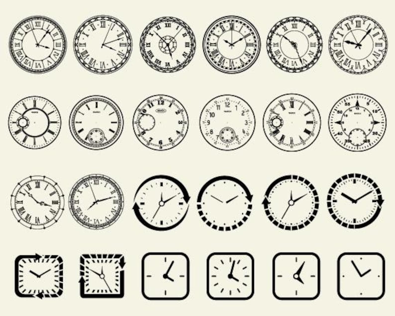 Clock Face Svg, Old Clock Face Svg, Modern Clock Face Design Bundle ...
