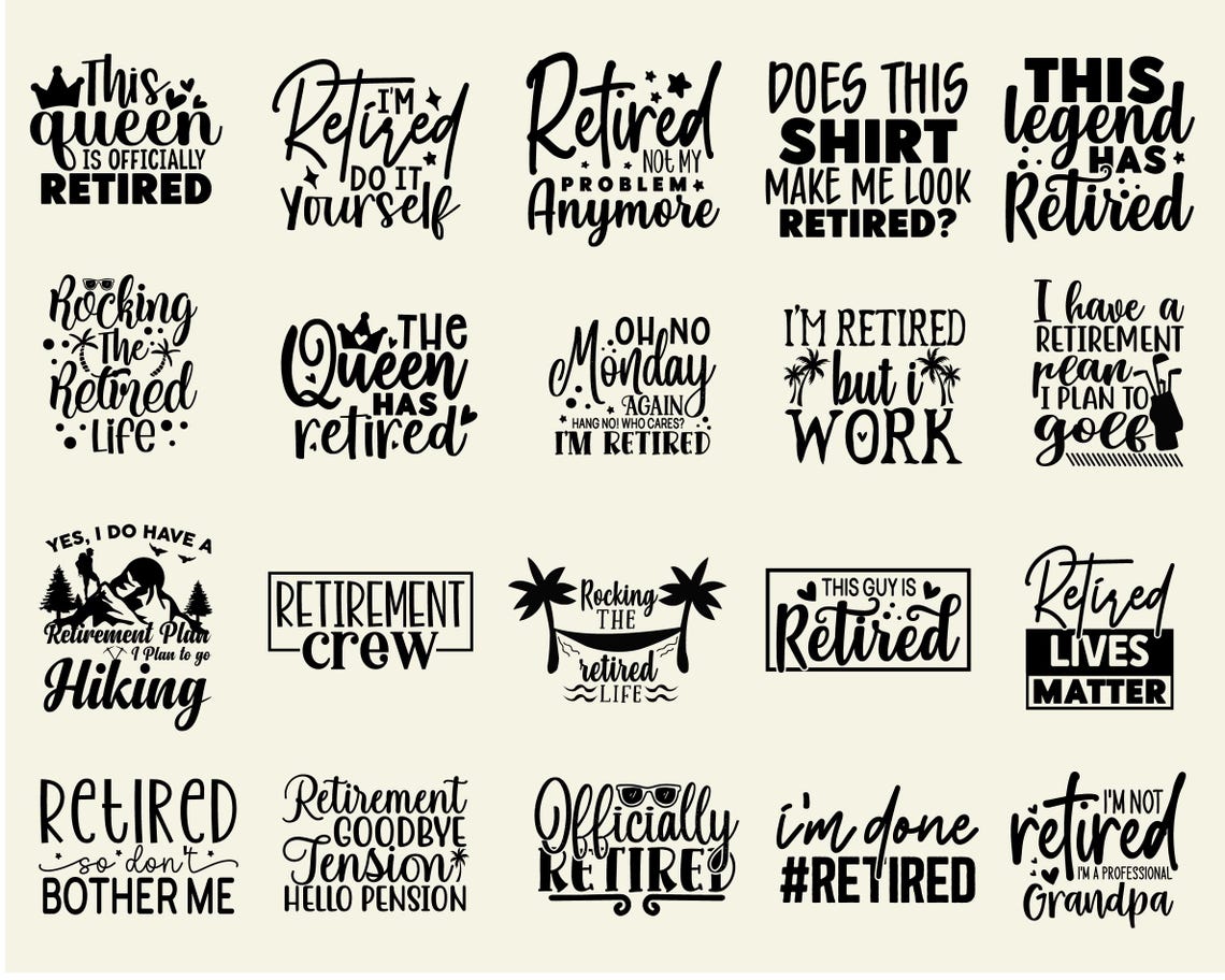 Retirement Svg Bundle, Funny Retired Svg, Retirement Svg, Retired T ...