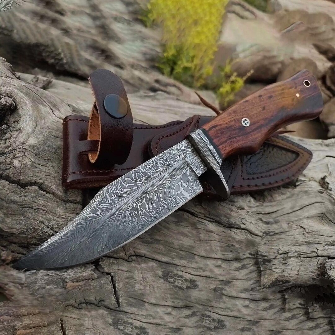 10" Damascus Hunting Knife With Sheath – Handmade Custom Buck/deer ...