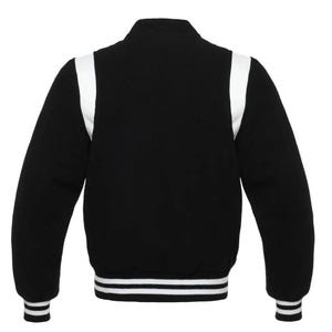 Black Wool Varsity Jacket – Custom Embroidered Letterman Bomber ...