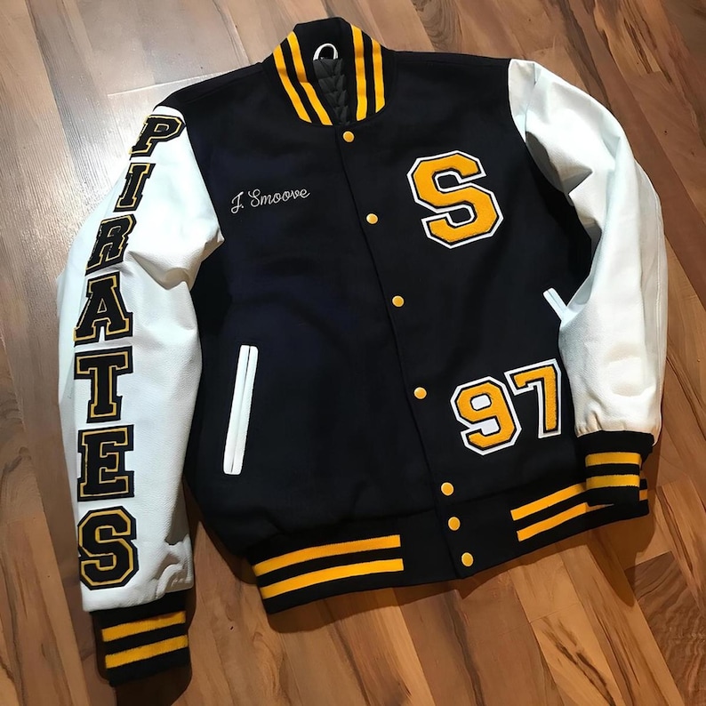 Custom Embroidered Varsity Jacket, Wool Body, Leather Sleeves - Etsy