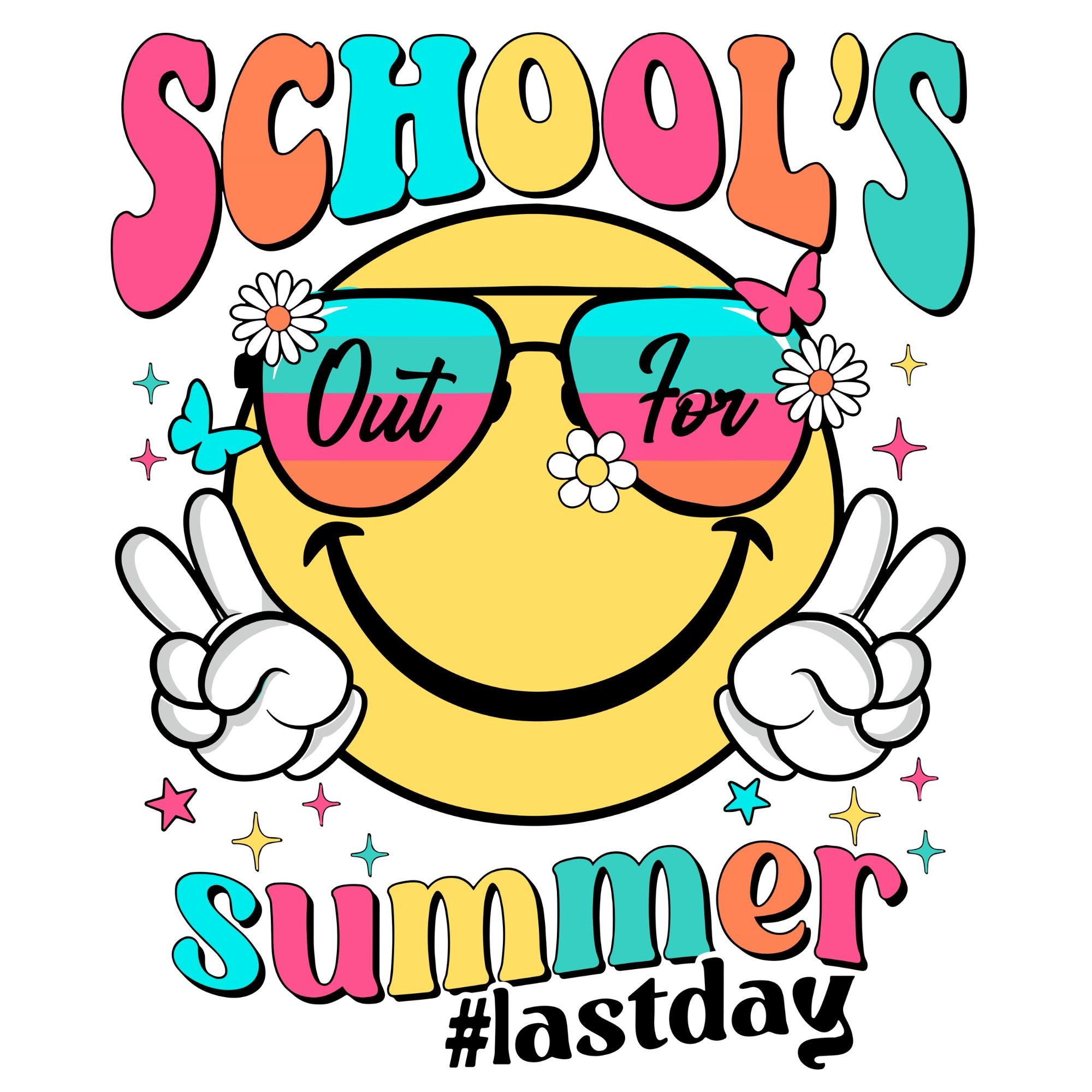 School's Out for Summer | Fun & Vibrant Smiley Face Digital Download ...