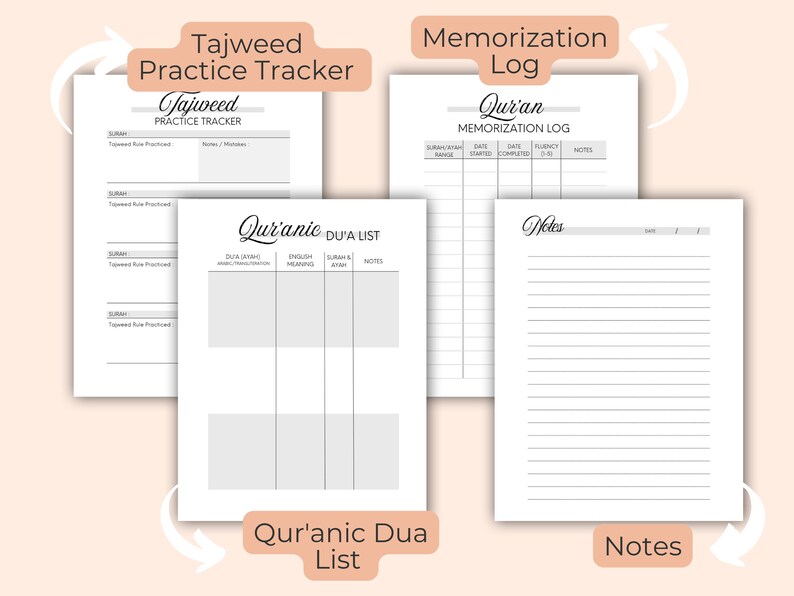 Quran Journal Digital, Printable Quran Tracker, Minimalist Islamic ...