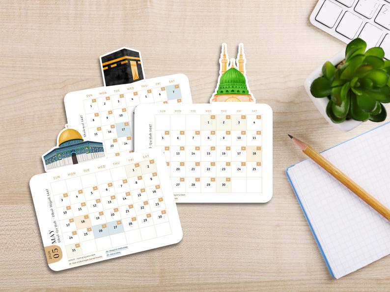 2026 Islamic Calendar : Printable Hijri - Gregorian Desk Calendar 1447 ...