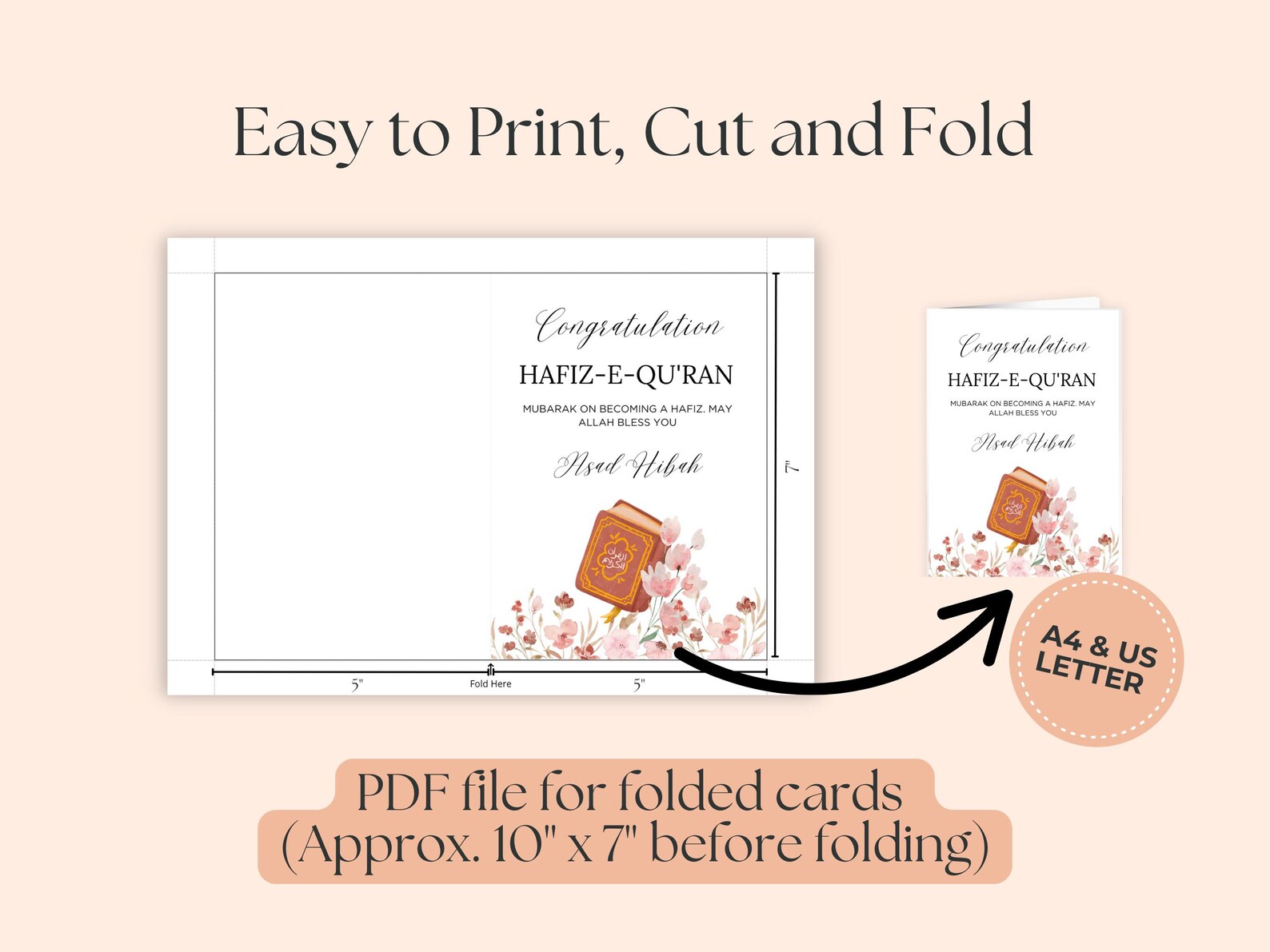 Personalized Hafiz Mubarak Greeting Card, Printable Hifz Card, Hafiz ...