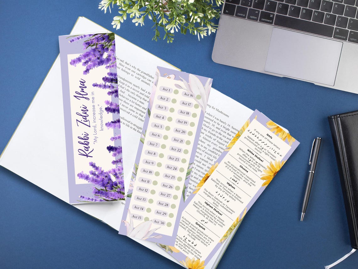 Islamic Quran Bookmark Set Printable, Tajweed Rules Bookmark, Juz ...