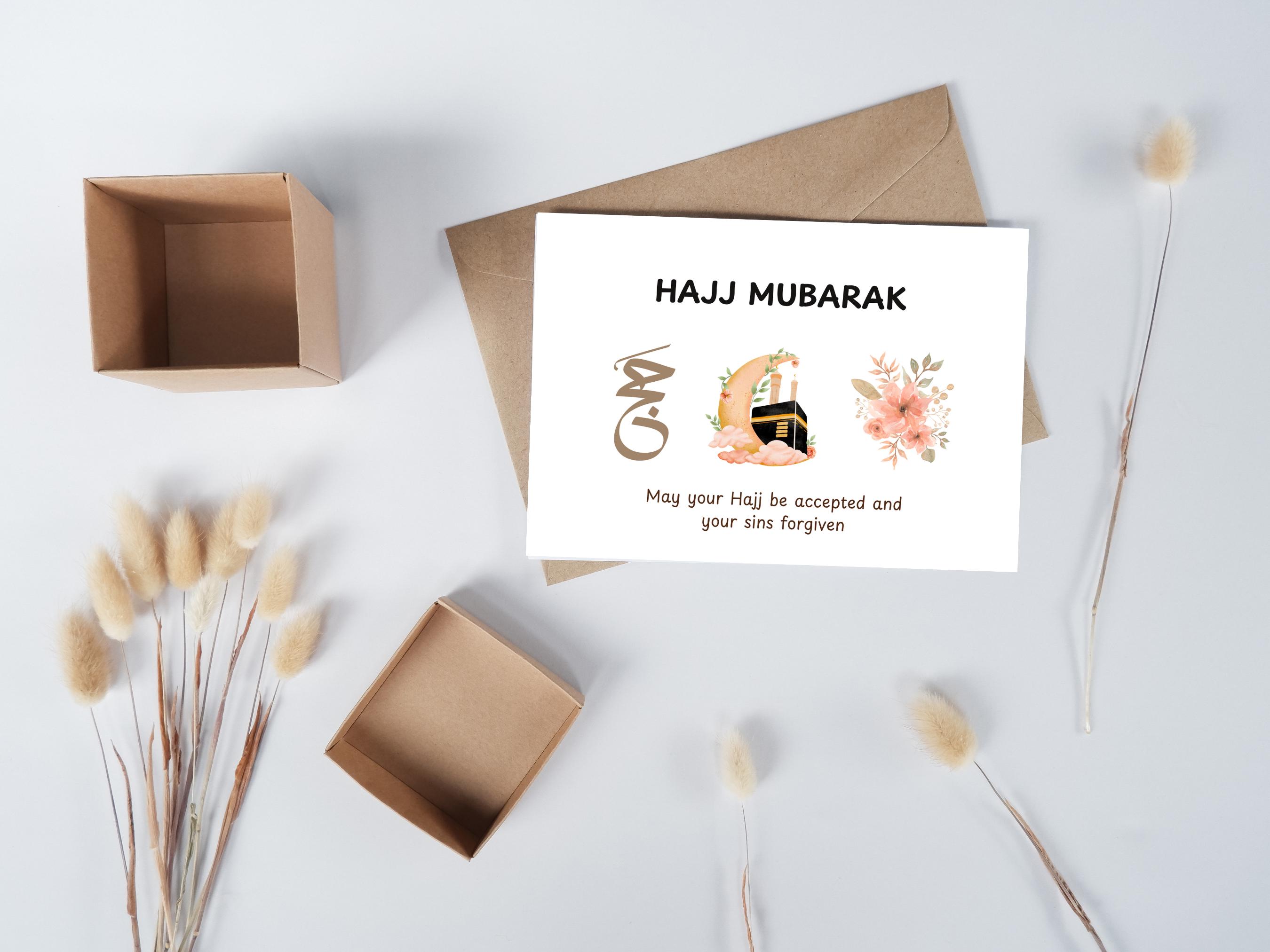 Printable Hajj Mubarak Card Set, Minimalist Hajj Greeting Card ...