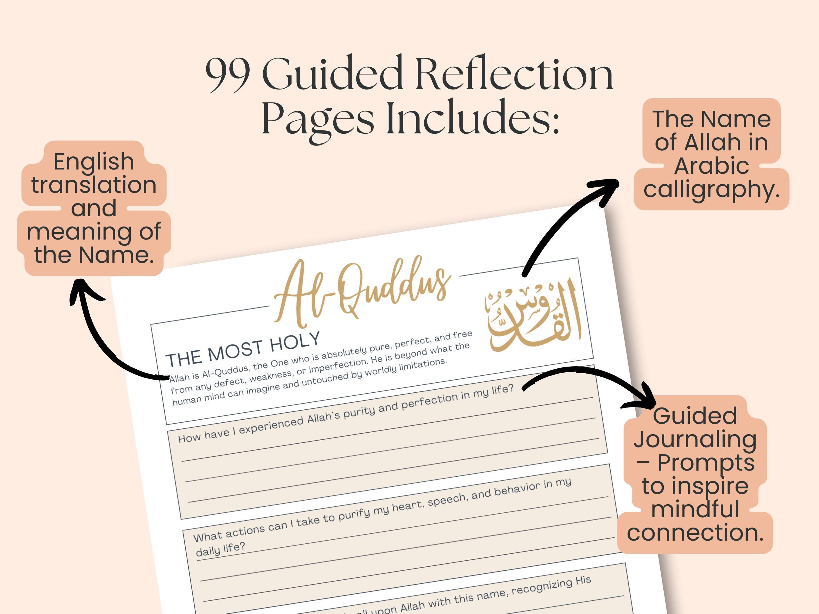99 Names of Allah Guided Journal: Printable Asmaul Husna Prompted ...