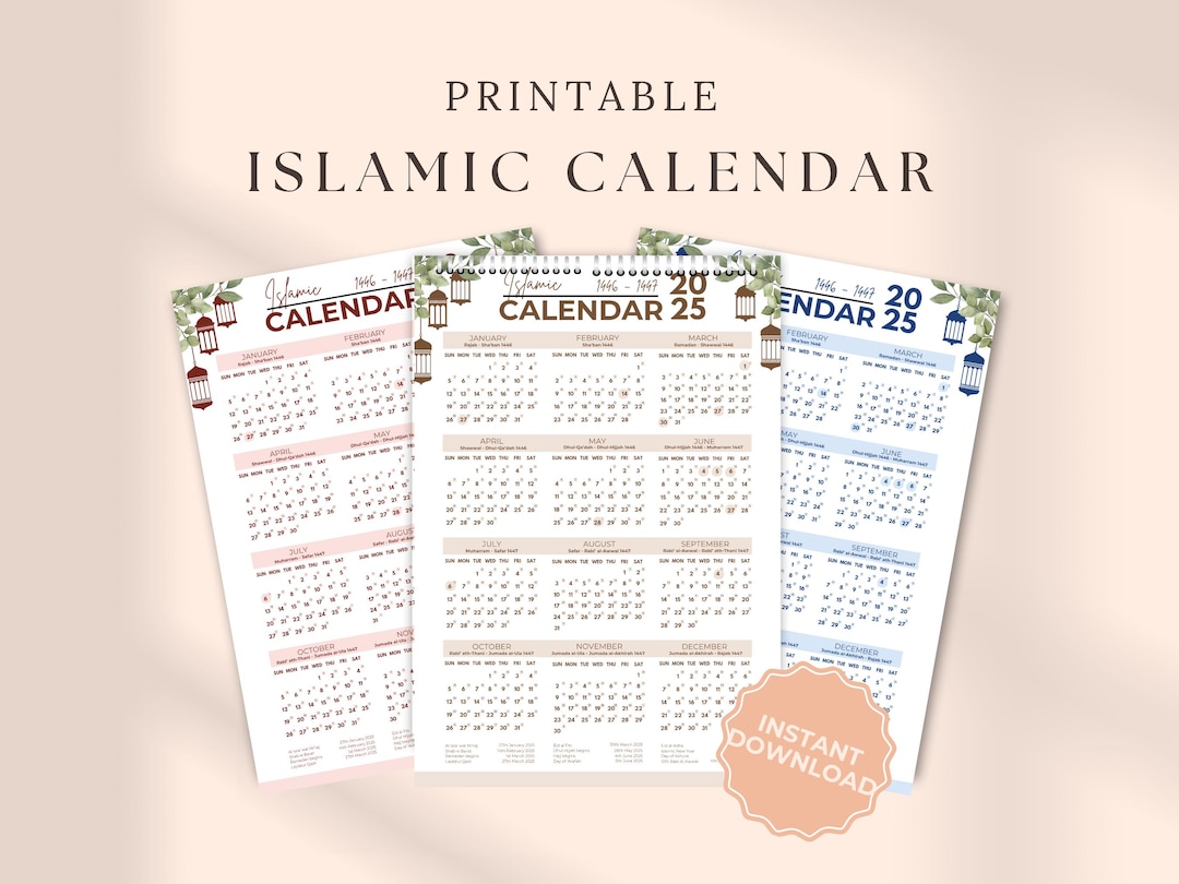 2025 Islamic Calendar Printable, Hijri & Gregorian Calendar, Muslim ...